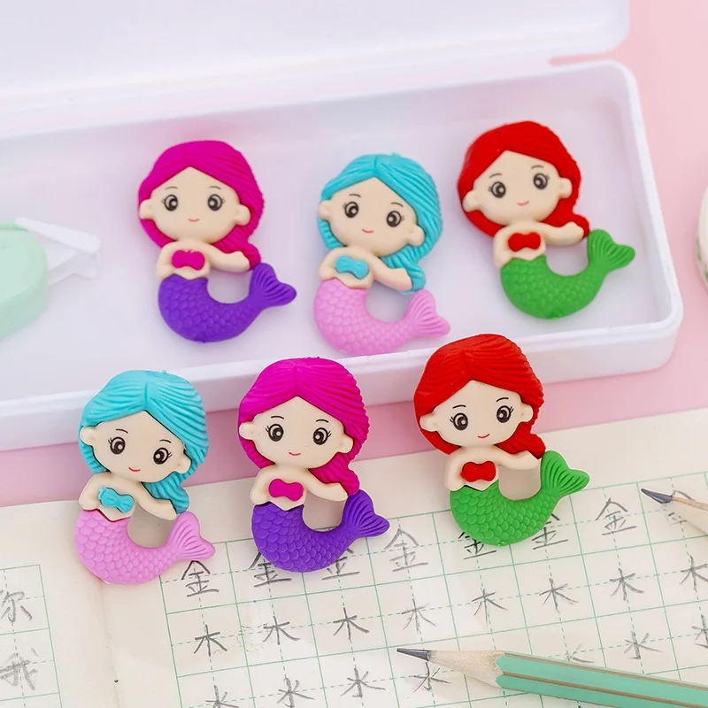 3-Pieces-batch-Cartoon-Creative-Mermaid-Puzzle-Assembling-Eraser ...