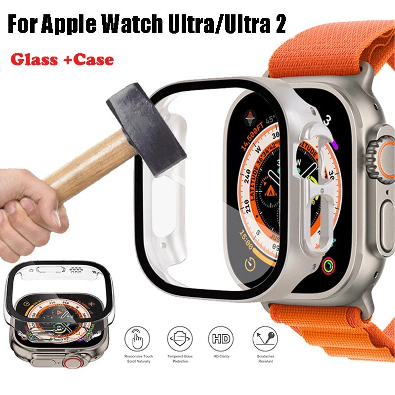 Glass+Case for Apple Watch Ultra 2 49mm Smartwatch Case Screen ...