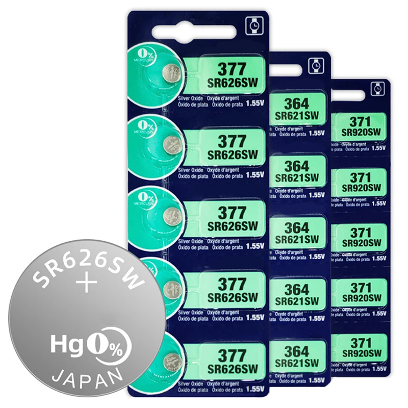 5Pcs 1.55V 16mAh Button Cell Coin Battery 321 SR716S SR626SW SR621SW ...