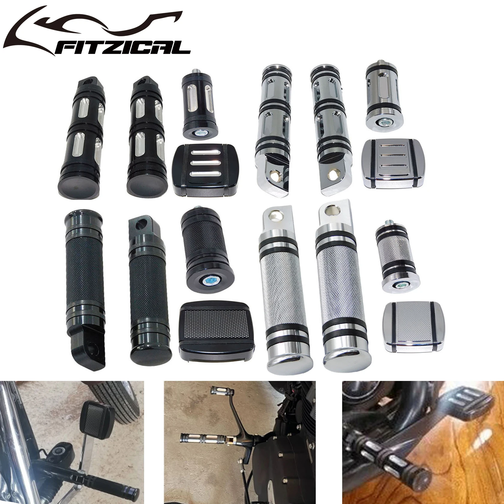 Motorcycle Brake Pedal Pad Cover Foot Pegs Gear Shifter Pegs For Harley ...