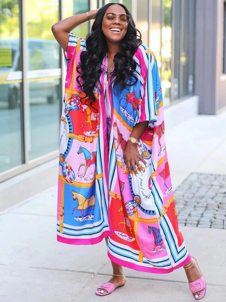 Beach Kimono Swimsuit Cover Ups For Swimwear Women Horse Printed ...