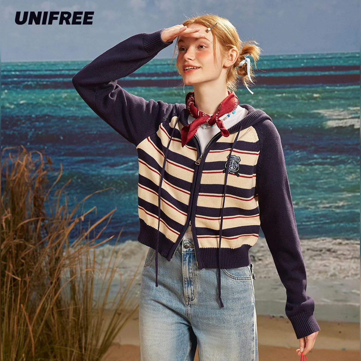 UNIFREE-Vintage-Ins-Fashion-Striped-Cardigan-for-Women-Hoodies-Loose ...