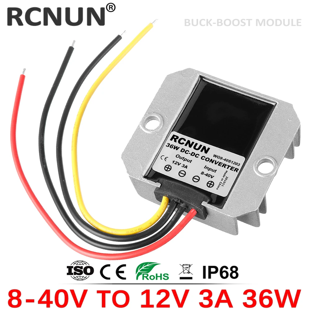 Rcnun Boost Buck Module 8-40v To 12v 1a 3a 6a Step Down / Up Voltage Stabilizer Regulator 36w Dc ...