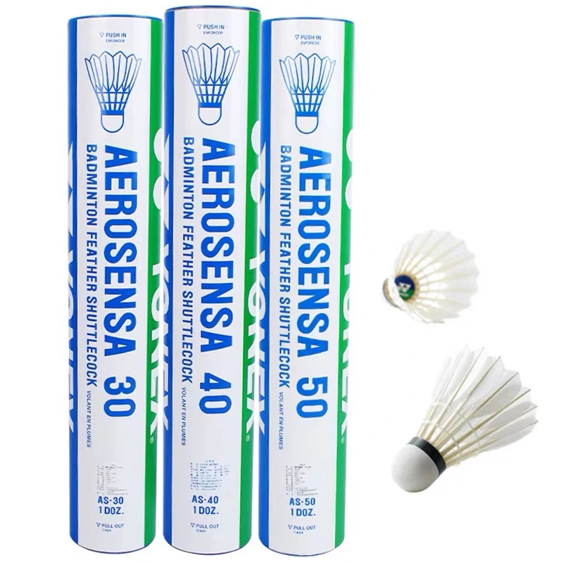 12pcs/bucket Yonex Shuttlecock Aerosensa 40 50 60 Groose Feather ...