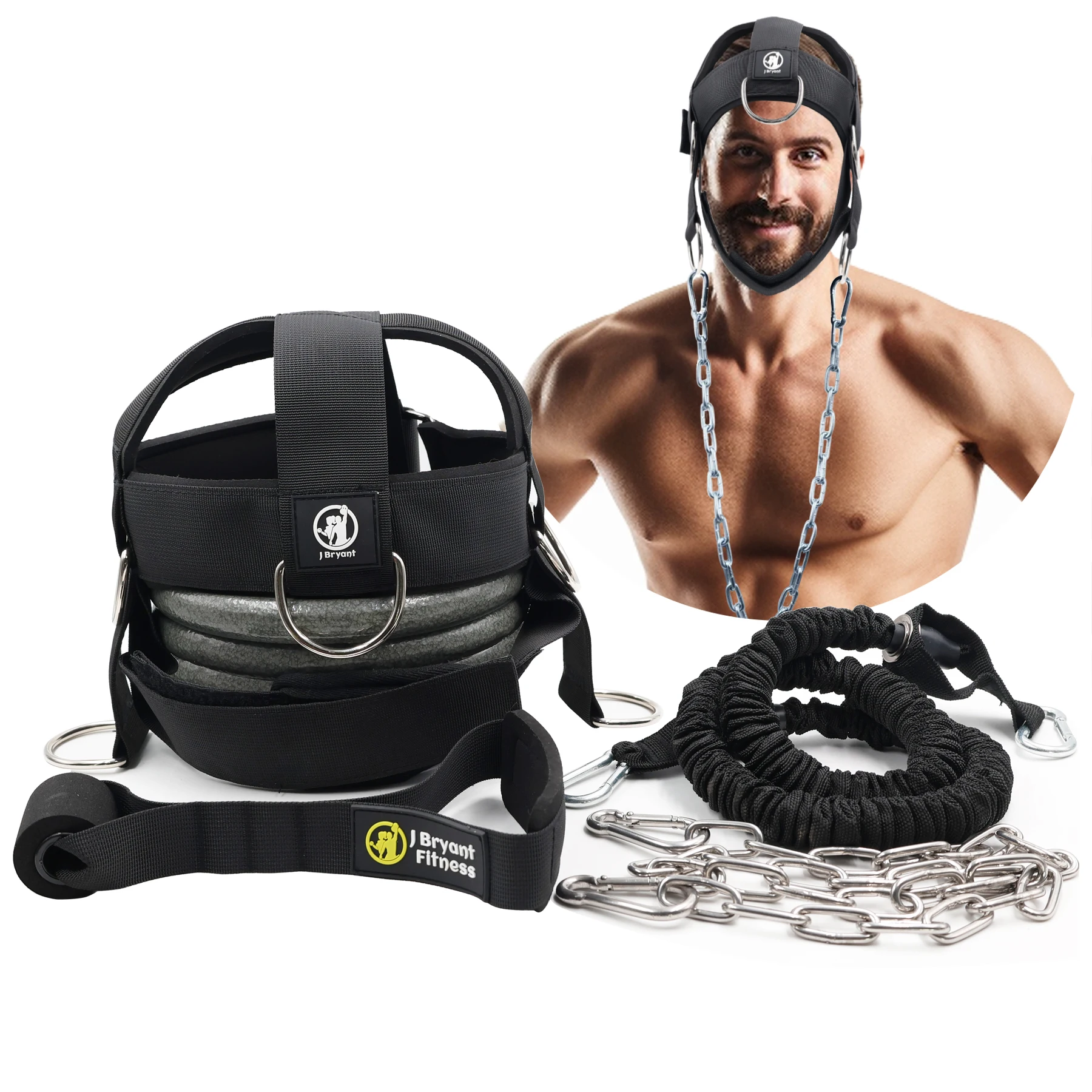 Neck-Head-Harness-Weight-Lifting-Training-with-Resistance-Bands-Door ...