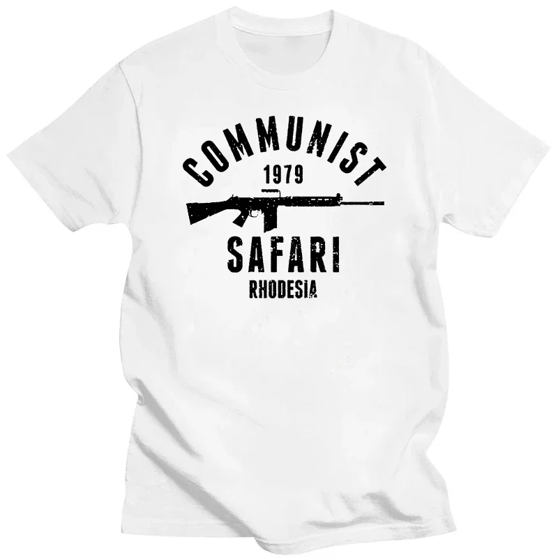 2024-Men-Style-Skate-Clothing-Rhodesia-1979-Commie-Safari-Black-Ink-T ...