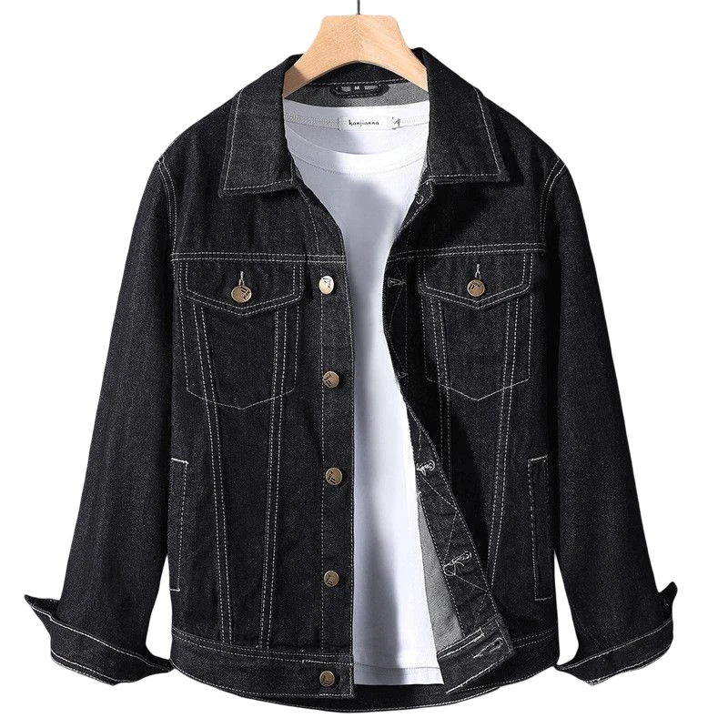 New-2023-Denim-Jacket-Men-Casual-Solid-Color-Lapel-Single-Breasted ...