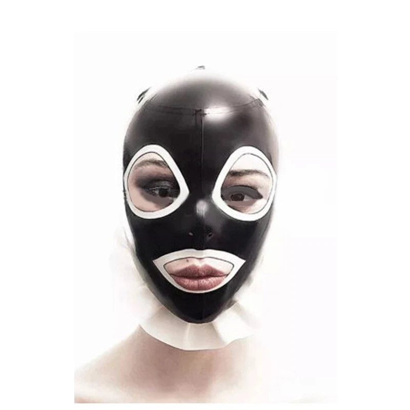 Mascarilla de látex con cuello para mujer, capucha de fiesta fetiche de ...