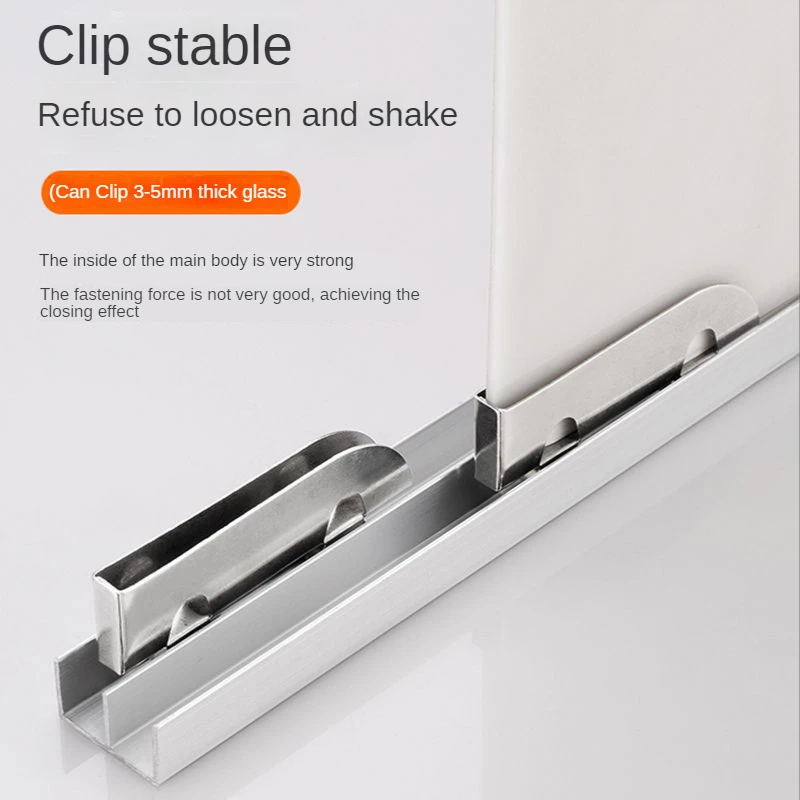 4pc Sliding Door Slide Rail 5mm Glass Track Stainless Steel Guide Wheel ...