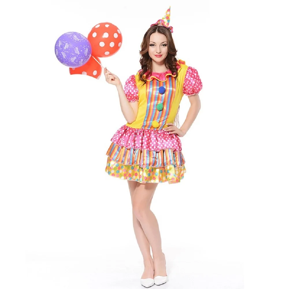 Happy Party Circus Colorful Clown Cosplay spot Dress Costumes Halloween ...