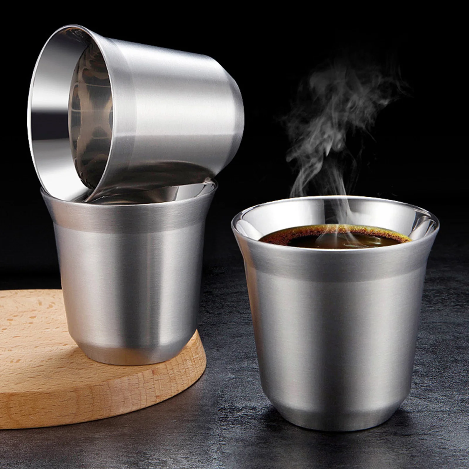 80ml/160ml Double Wall Stainless Steel coffee cup Insulation Coffee Cup ...