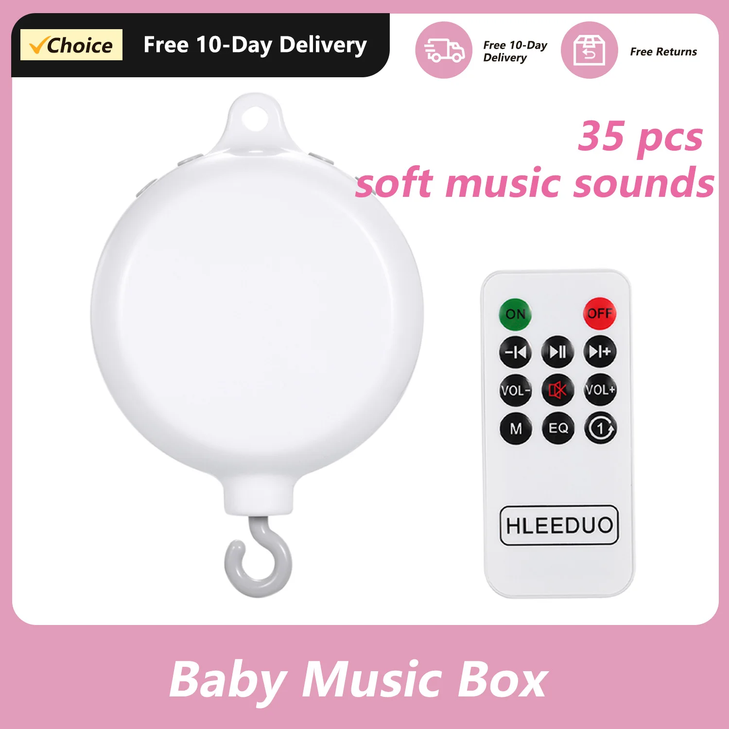 Rotary Baby Crib Bed Toy Musical Mobiles 35 Songs Music Box Remote ...