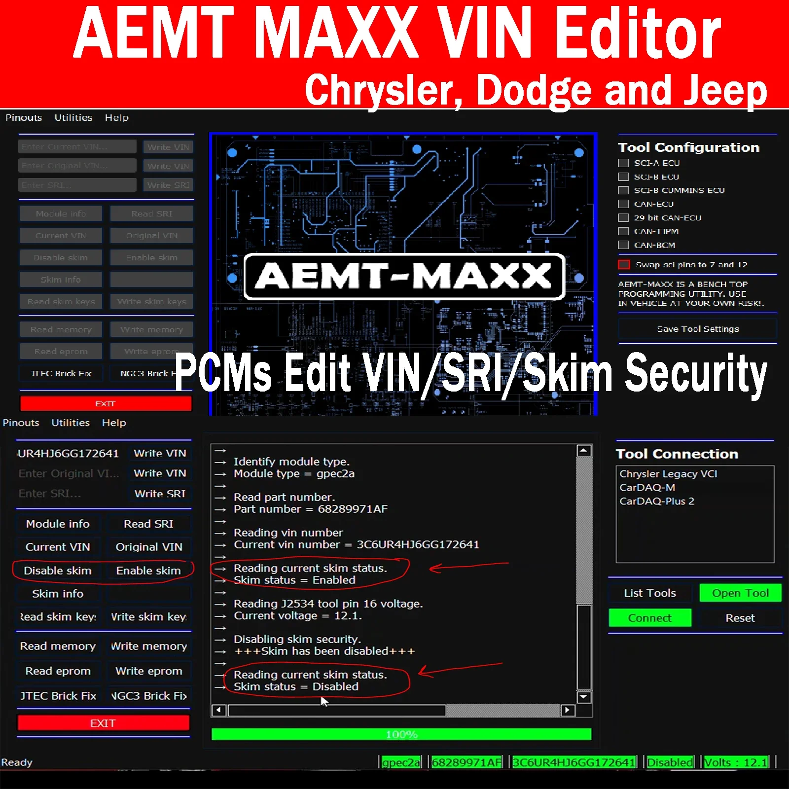 AEMT MAXX VIN Editor PCMs Edit VIN/SRI/Skim Security Chrysler Dodge and ...