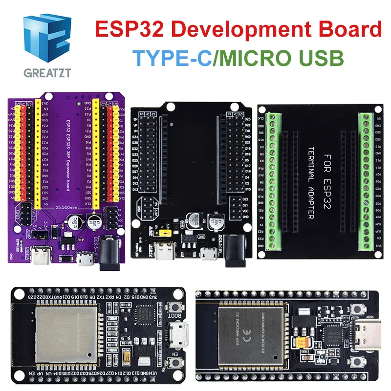 Placa de desarrollo ESP32, TYPE C/MICRO USB CP2102, WiFi + Bluetooth ...