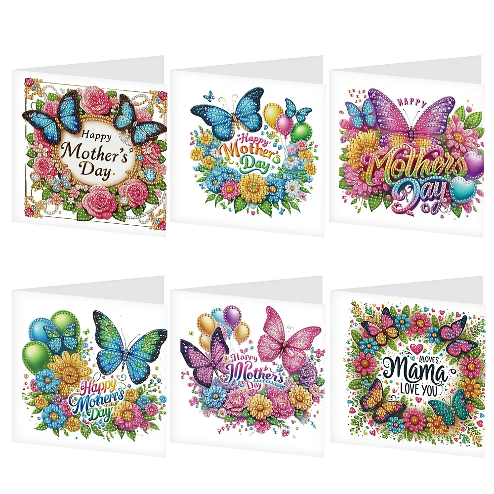 6Pcs Diamond Art Painting Greeting Cards Kit,Happy Mother's Day Diamond ...