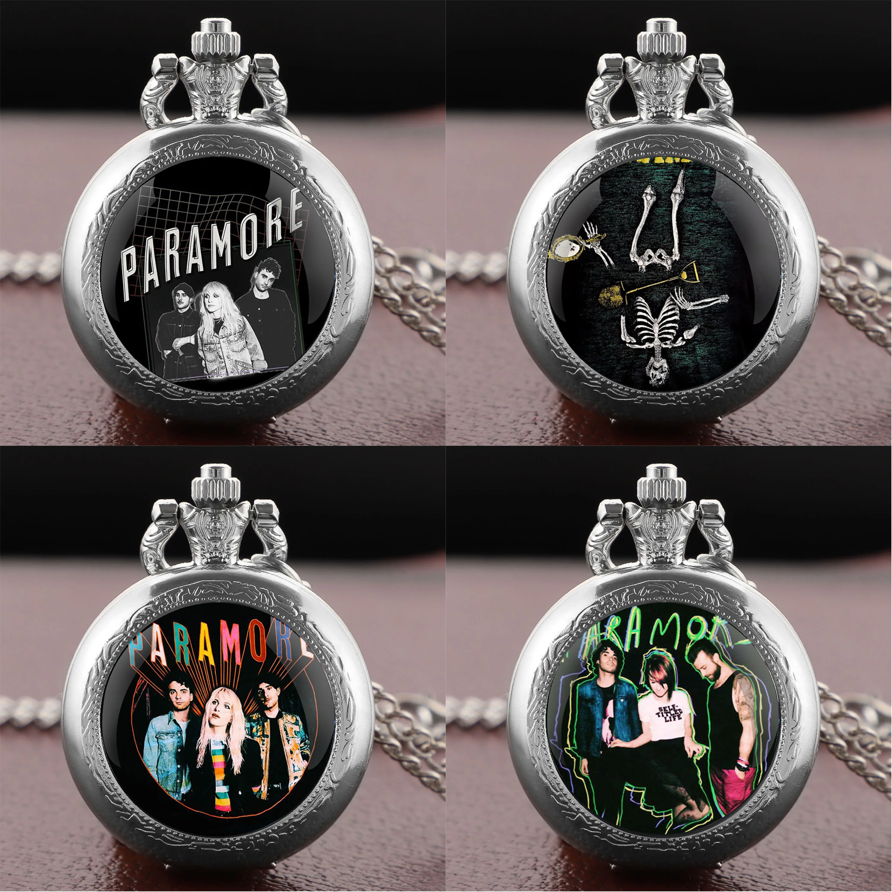 Rock Band Paramore Glass Dome Quartz Pocket Watch with Chain Pendant ...