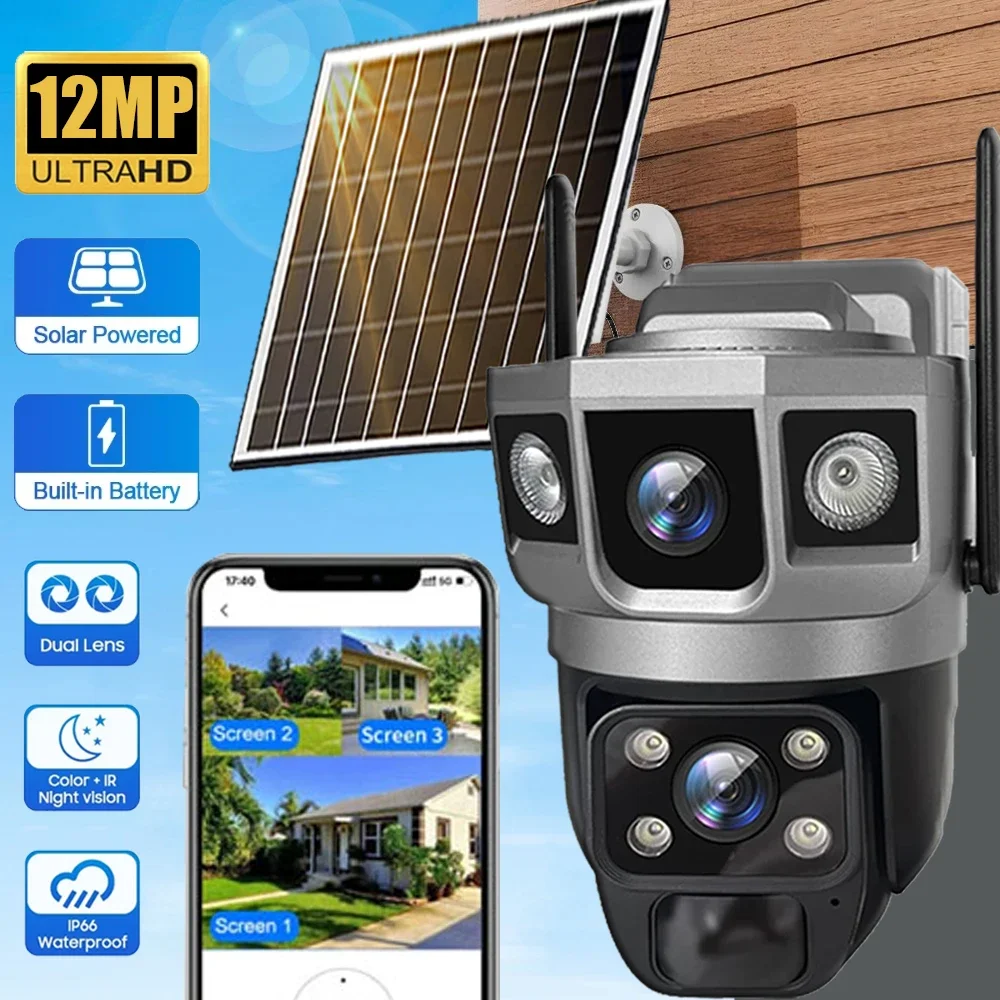 12MP-3-Lens-WIFI-Solar-Camera-Network-Smart-Home-Securiry-Protection-6K ...