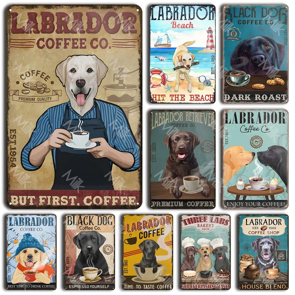 Funny Labrador Retriever Dog Retro Metal Tin Sign for Coffee Bathroom ...