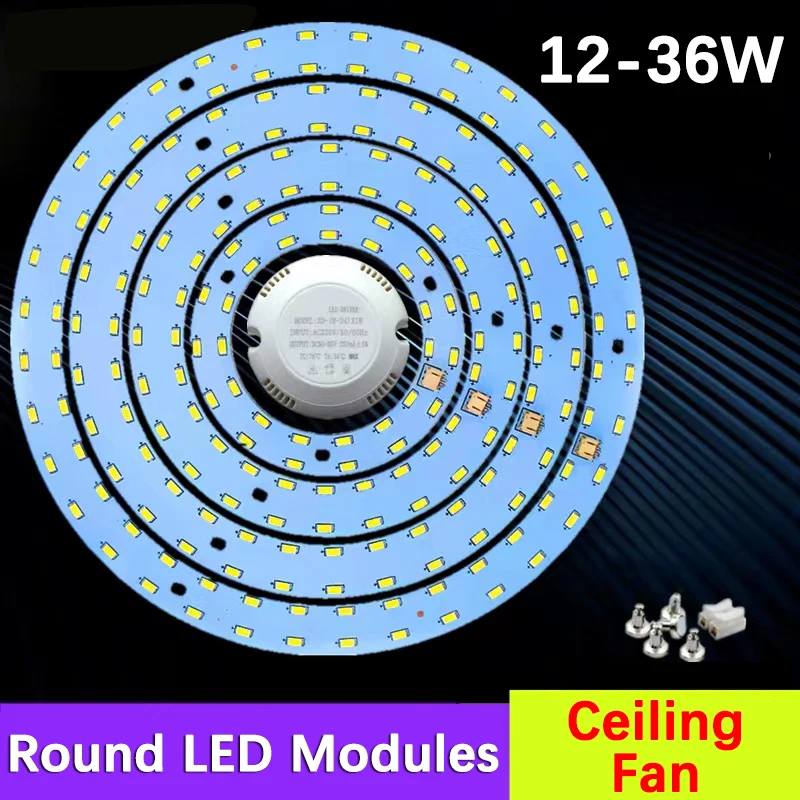 Módulo LED de techo de 220V, luz de ventilador, anillo redondo, placa ...