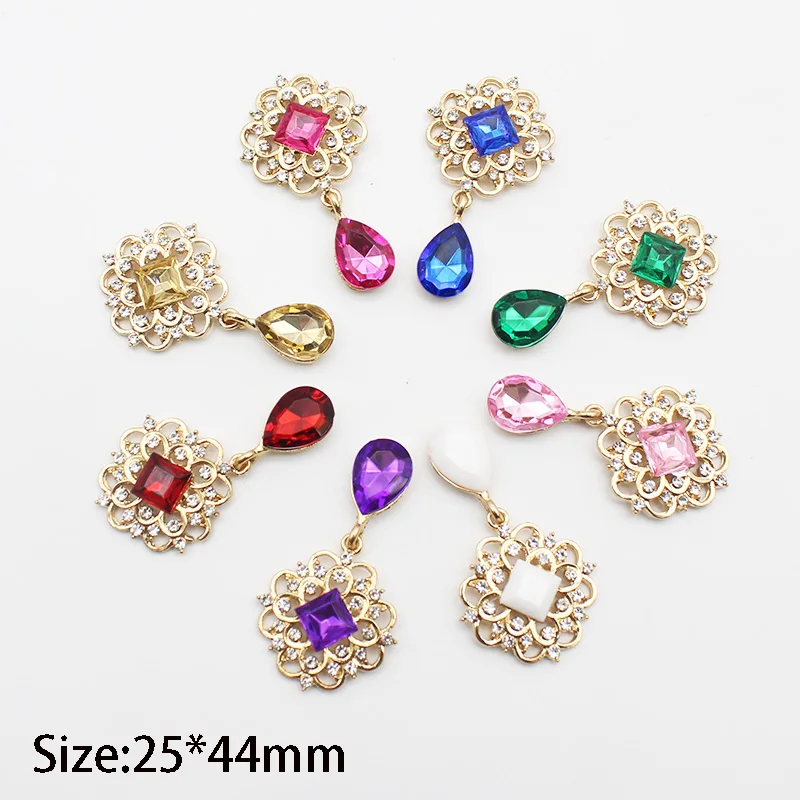 Gold-Alloy-Rhinestone-Brooch-Button-Clothing-Wedding-Jewelry-Hand-Sewed ...