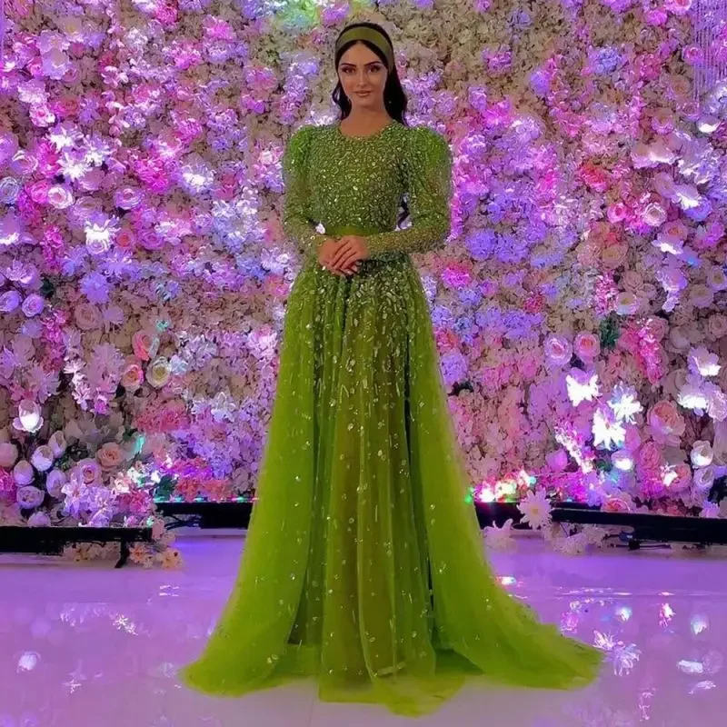 Saudi-Arabic-Party-Dress-for-Women-Dubai-Abaya-Sequins-Ball-Gown ...