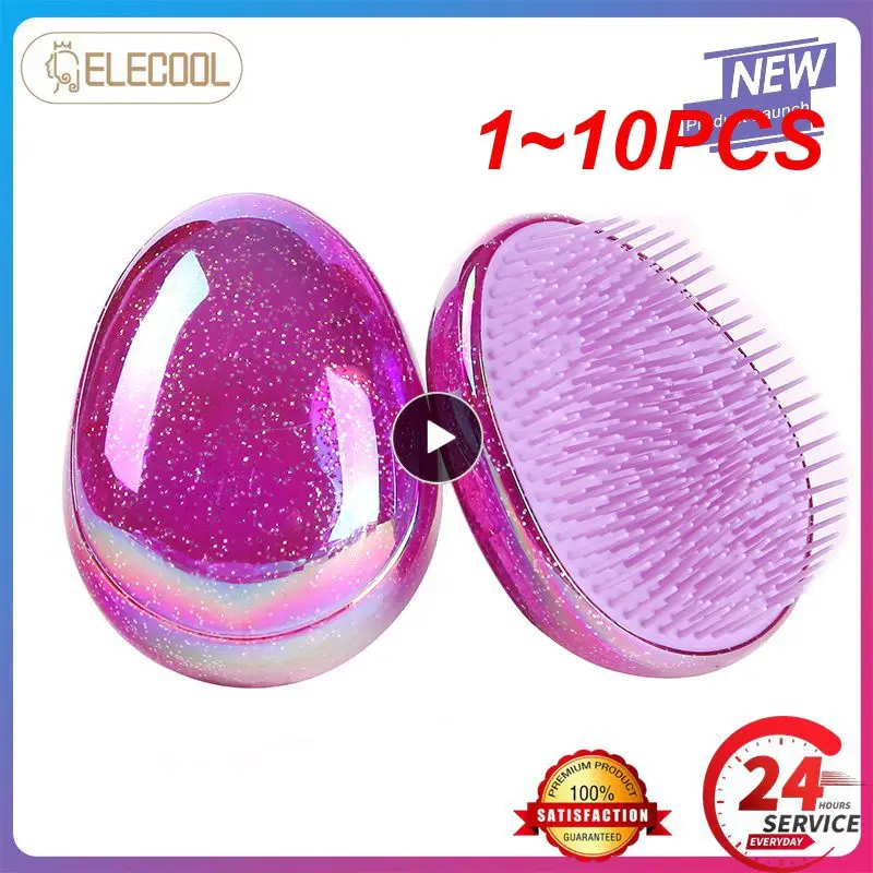 1-10PCS-Color-Hair-Brush-Comb-Egg-Shaped-Detangling-Brush-Anti-knot ...