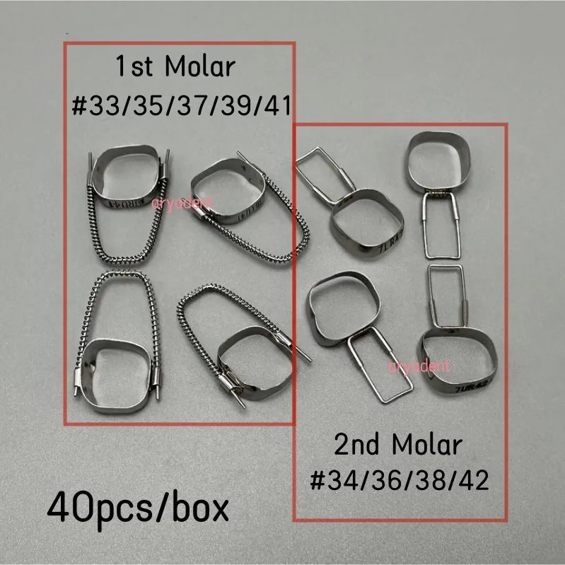 40pcs 1st 2nd Molar Dental Orthodontic Band Space Maintainer #33 #42 ...