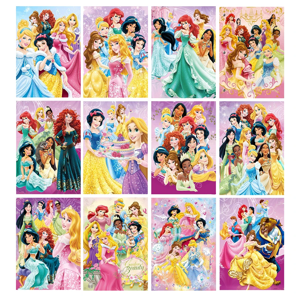 Disney-Cartoon-Princess-Group-Photo-Wall-Art-Canvas-Painting-Nordic ...