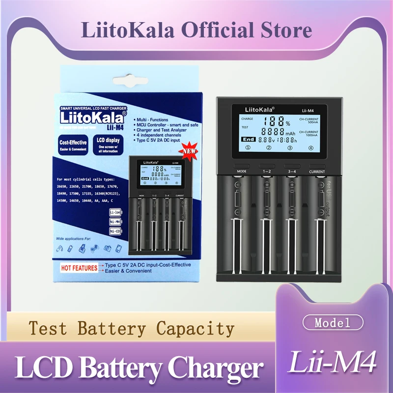 LiitoKala-Lii-M4-LCD-3-7V-1-2V-AA-AAA-18650-26650-16340-14500-10440 ...