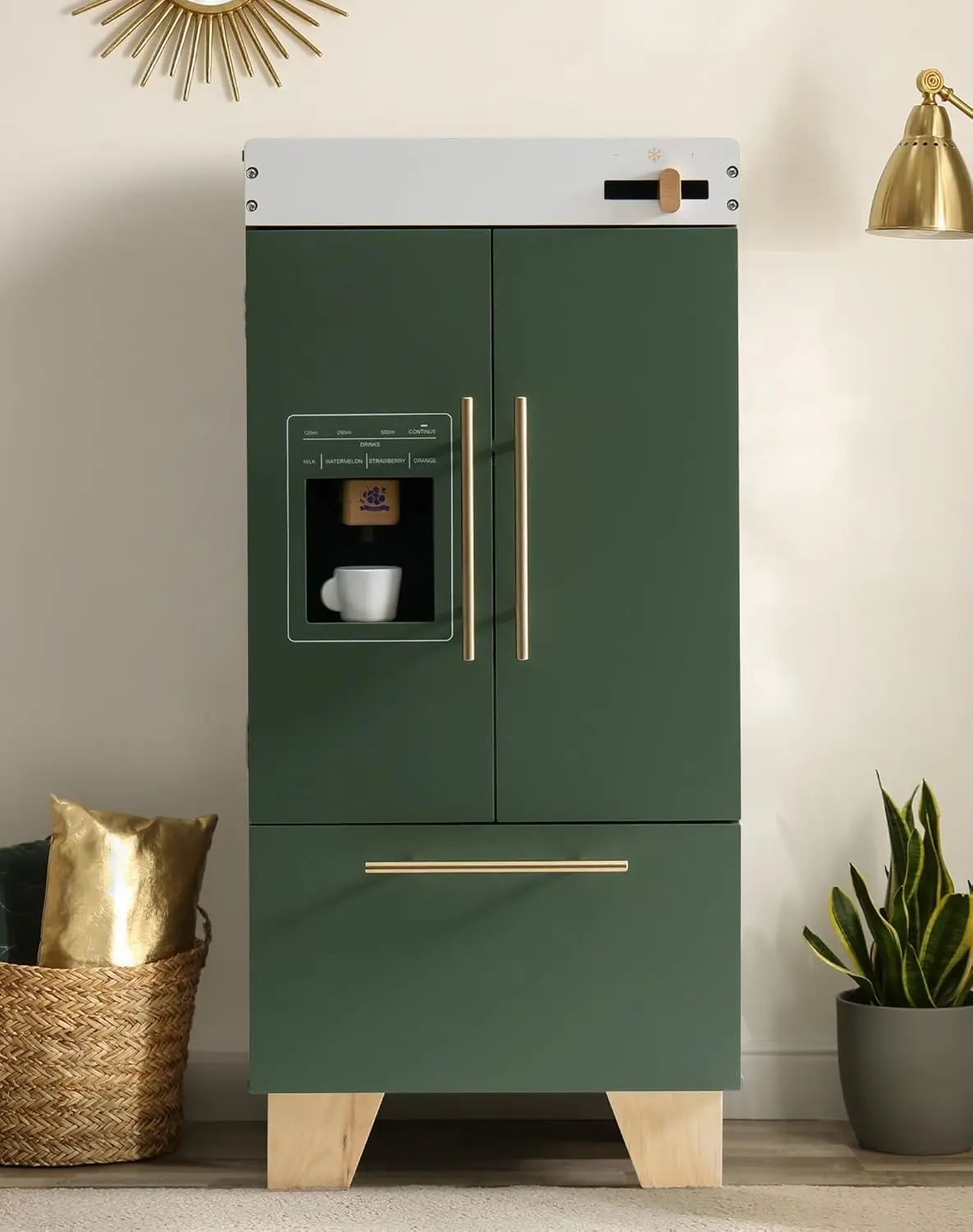 Robotime-Wooden-Toy-Fridge-Vintage-Green-Play-Kitchen-Set-with ...