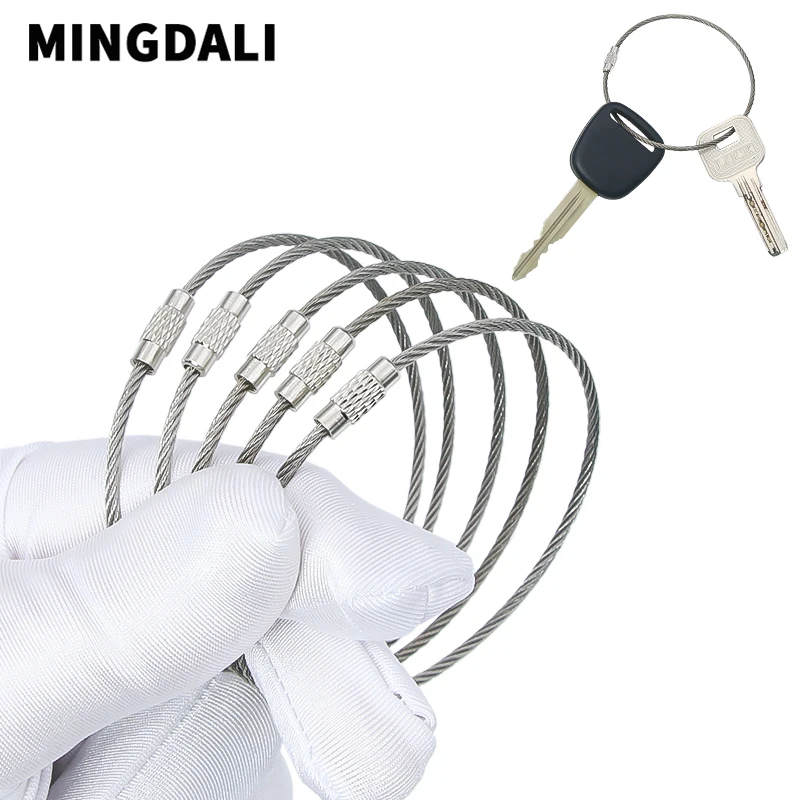 5-10 pieces of 1-3mm Stainless steel wire keychain anti lost rope ...