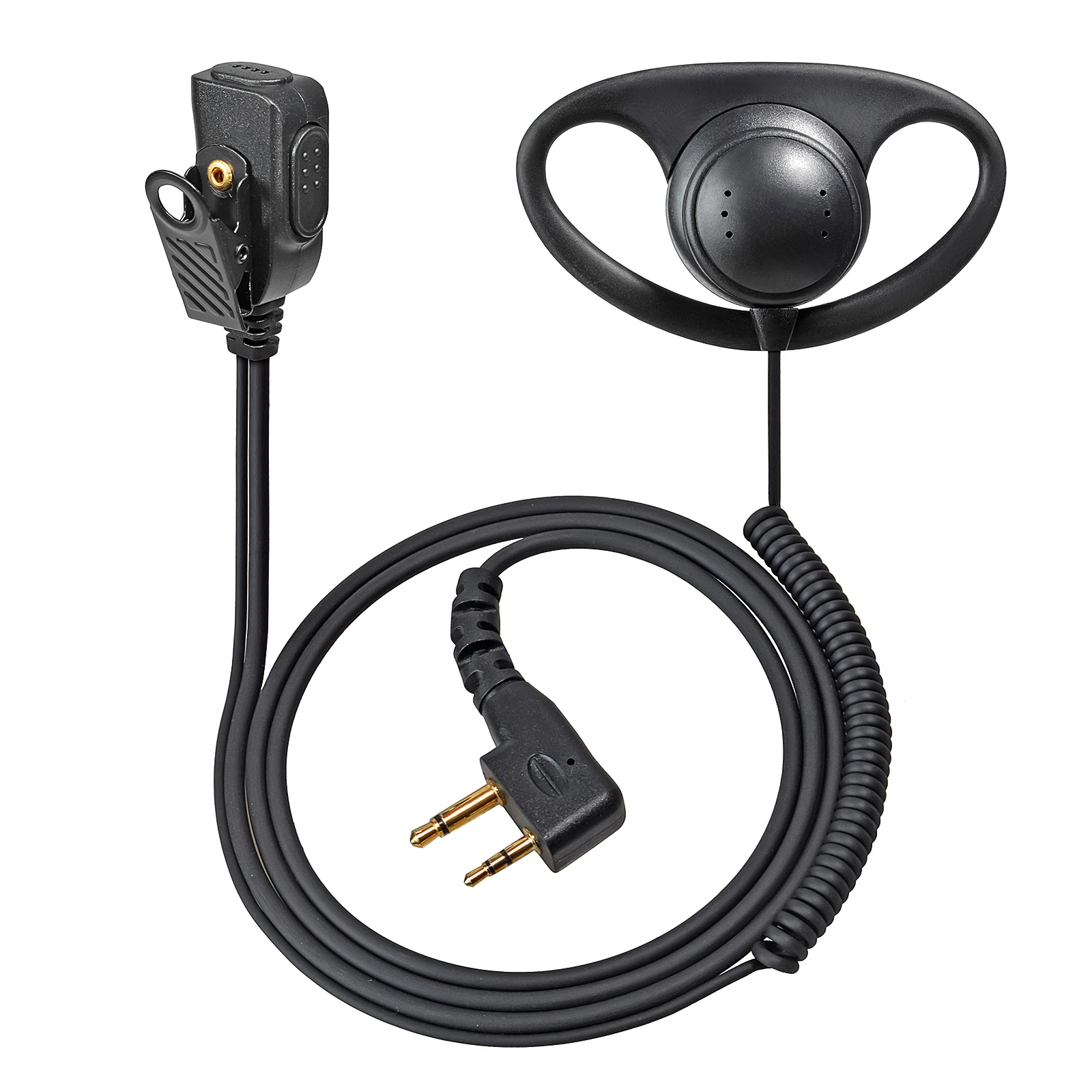 Radio Earpiece, D-Shape Ear hook Headset Ear Piece with PTT Mic for ...