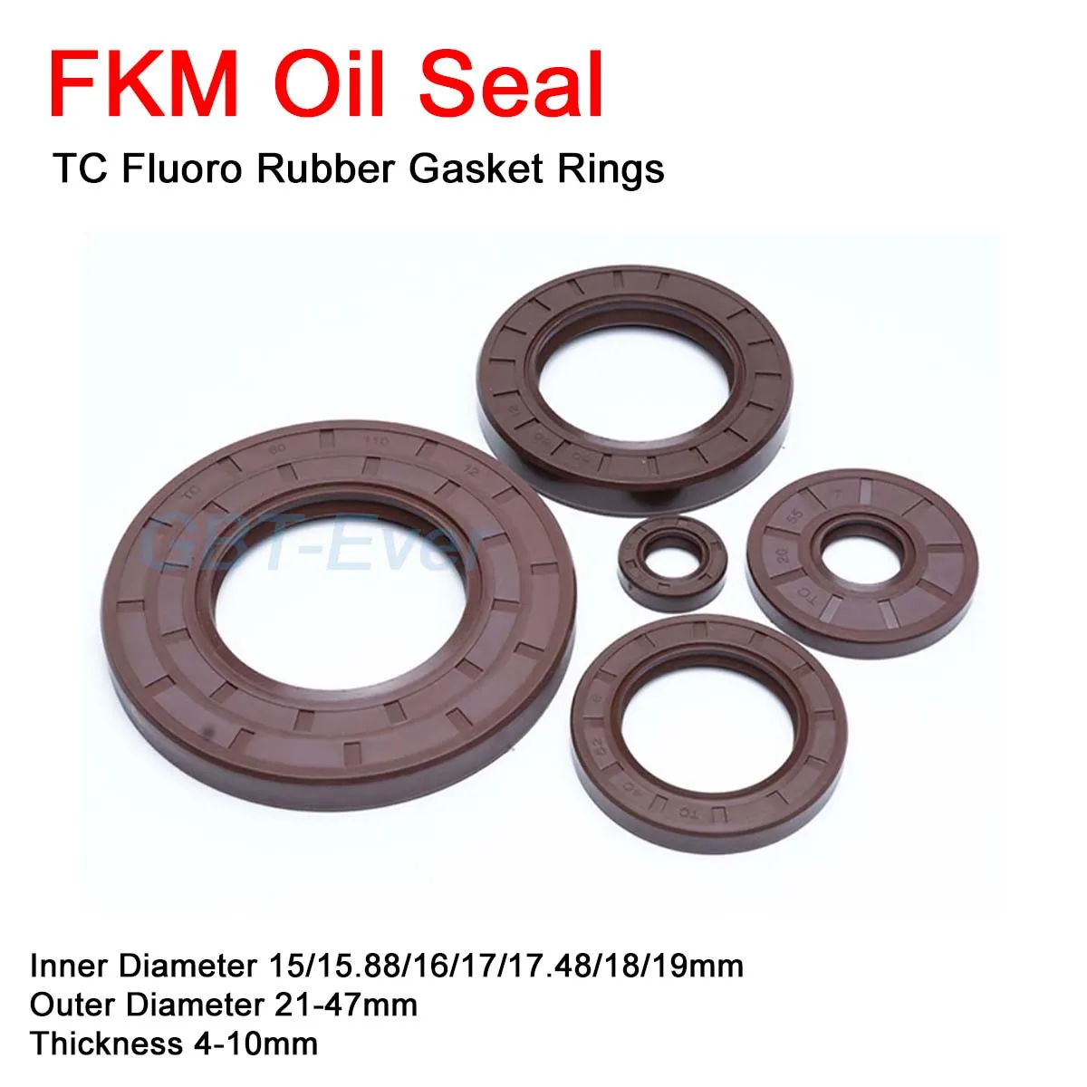 10Pcs FKM Framework Oil Seal ID 15/15.88/16/17/17.48/18/19mm OD 21-47mm ...