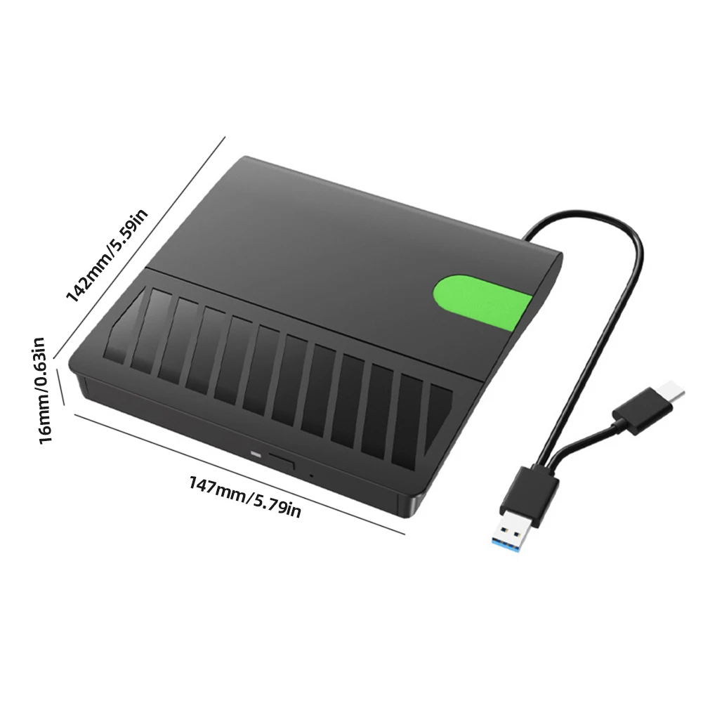 Lecteur de DVD externe mince USB 3.0 de type C,RW,CD,lecteur de graveur ...