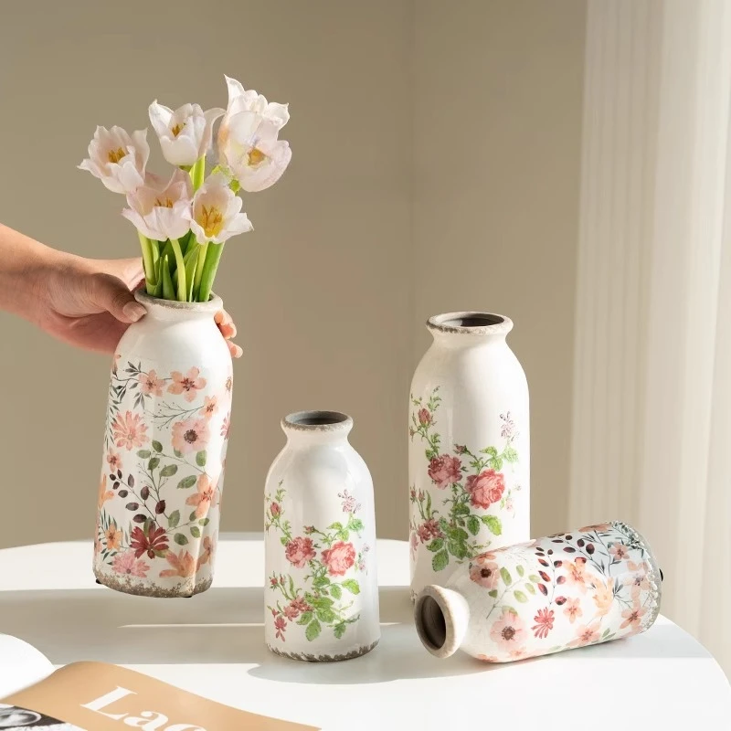 Retro Country-style Ceramic Vase Antique Flower Arrangement Fresh ...