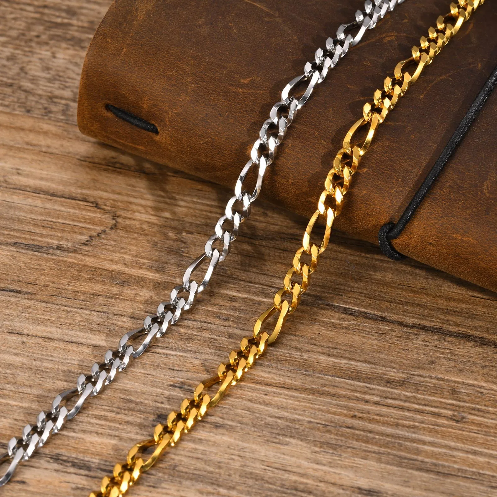 Figaro Chain Necklace for men Stainless Steel Classic Punk Hip Hop Link ...