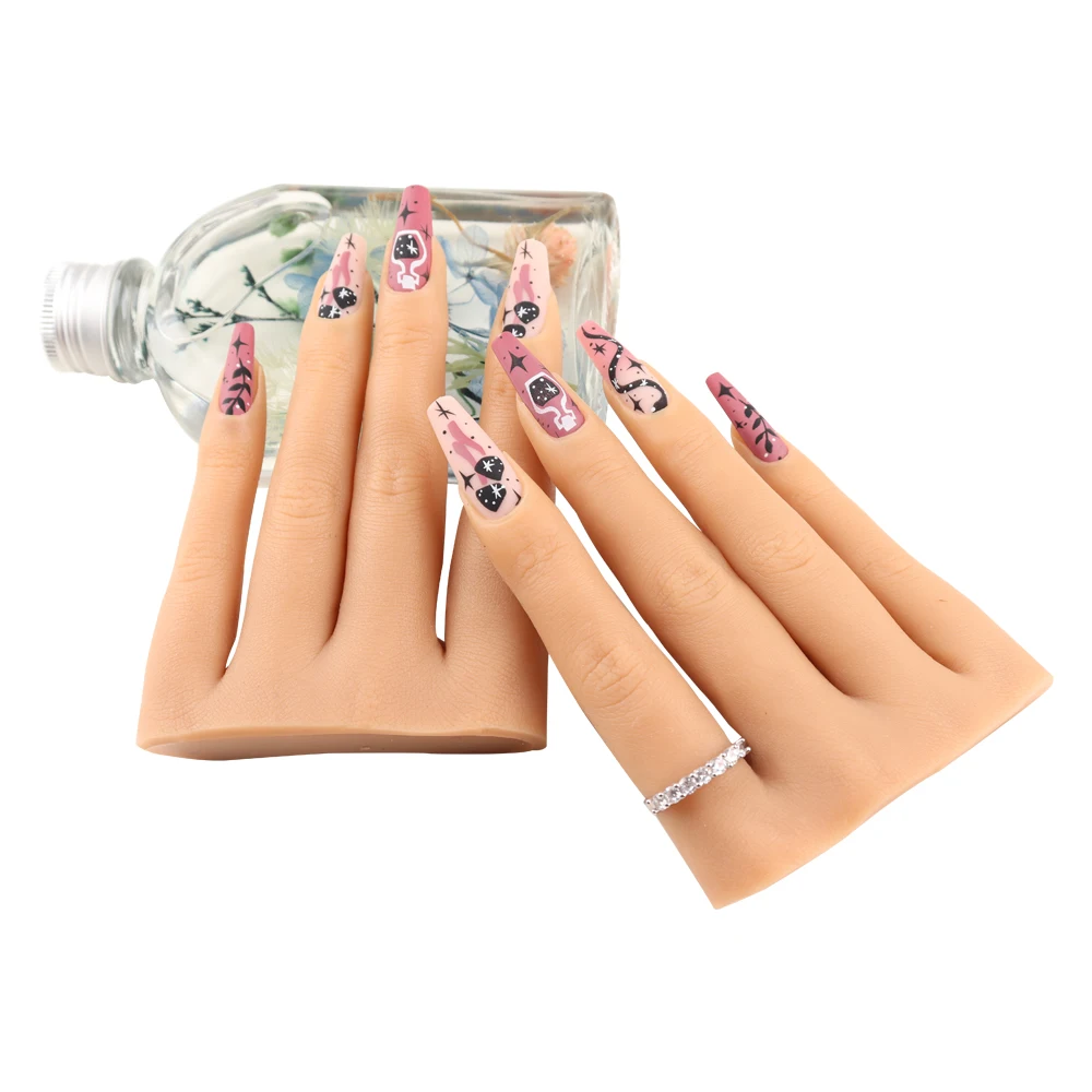 Realistic-Silicone-Practice-Hand-Soft-Finger-for-Manicure-Can-Insert ...