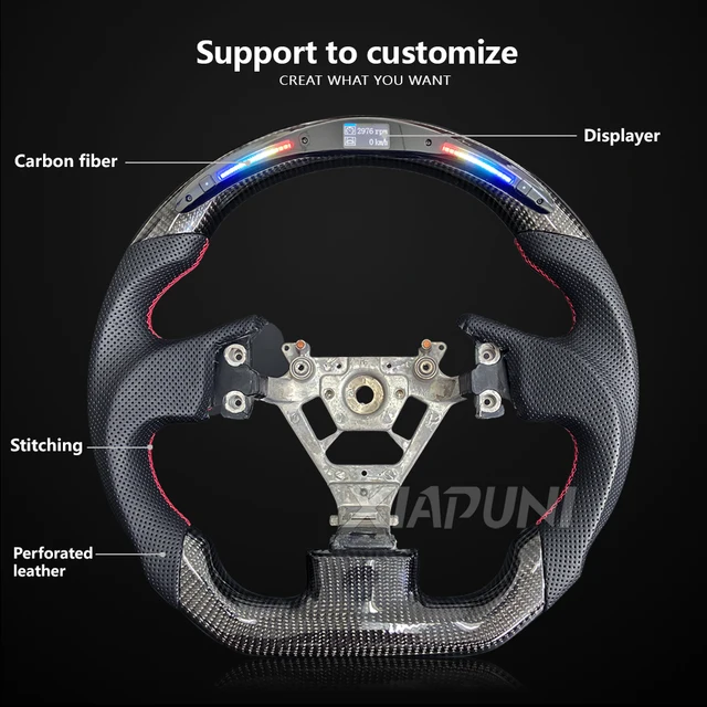 Customized Carbon Fiber Racing Steering Wheel with 32 LEDs RPM for ...