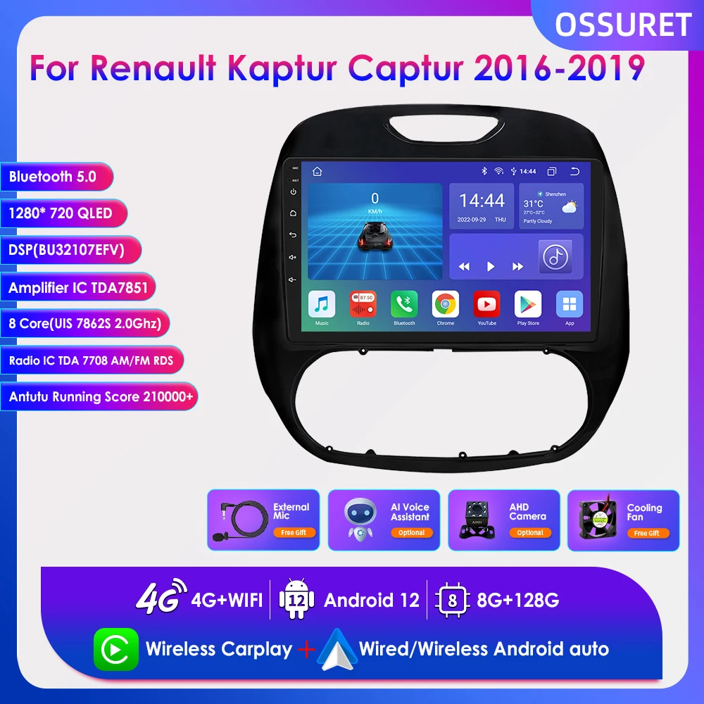 Octa Core 2din Carplay Android 12 Car Radio for Renault Kaptur Captur ...