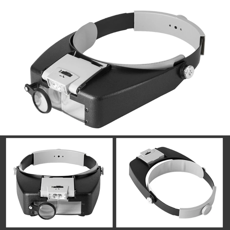 Cabeça montado binocular óculos lupa lupa com led iluminado bandana ...