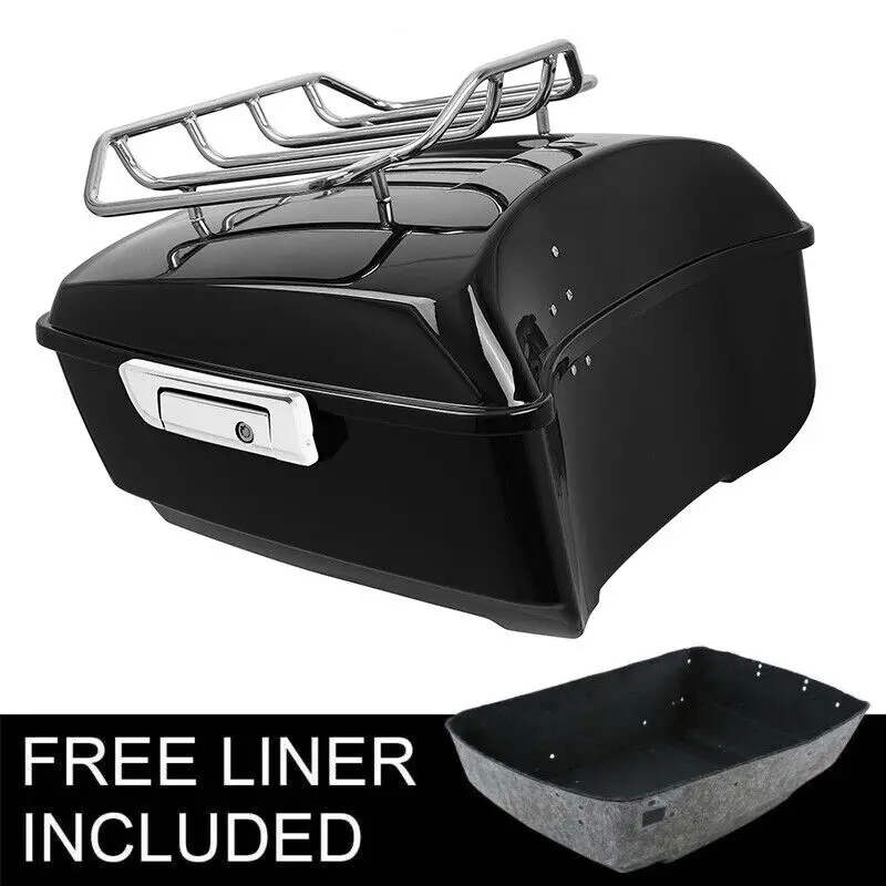 Motorcycle-Gloss-Black-King-Pack-Trunk-Luggage-Rack-For-Harley-Tour-Pak ...