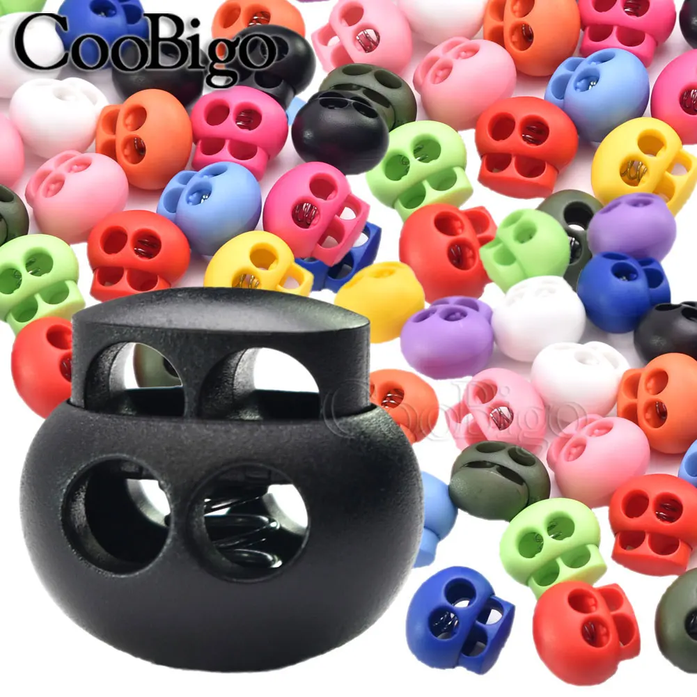 12pcs Colorful 2 Hole Dia.6mm Oval Cord Lock Stopper Toggle Clip for ...
