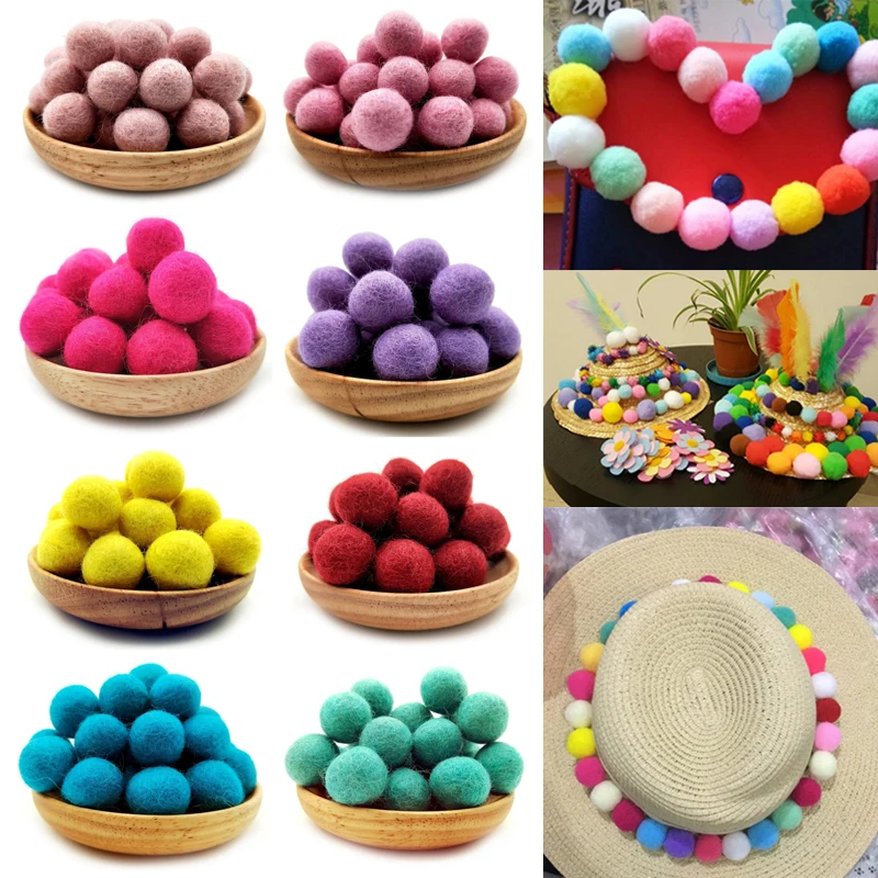 10Pcs Wool Felt Pompoms Ball Poke Mini Fluffy Soft Pom Poms for Wall ...