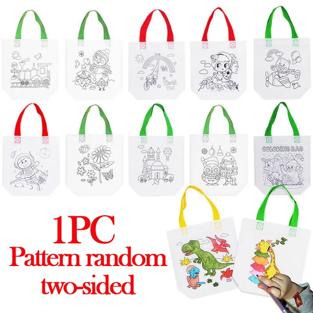 1-10pcs Sets DIY Graffiti Bag with Markers Handmade Painting Non-Woven ...