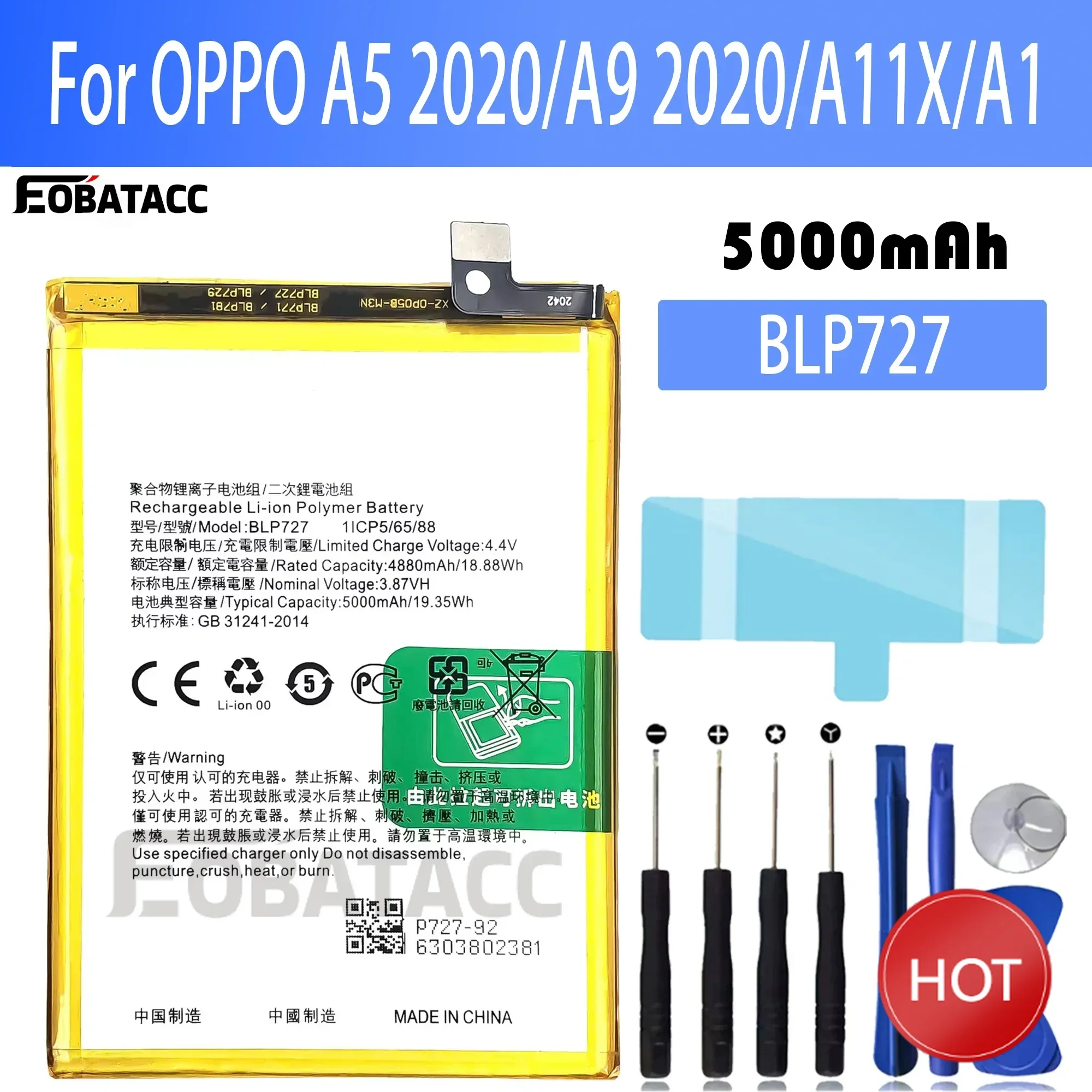 100-New-Original-Battery-BLP727-For-OPPO-A11-A11X-A5-2020-Battery-Free ...