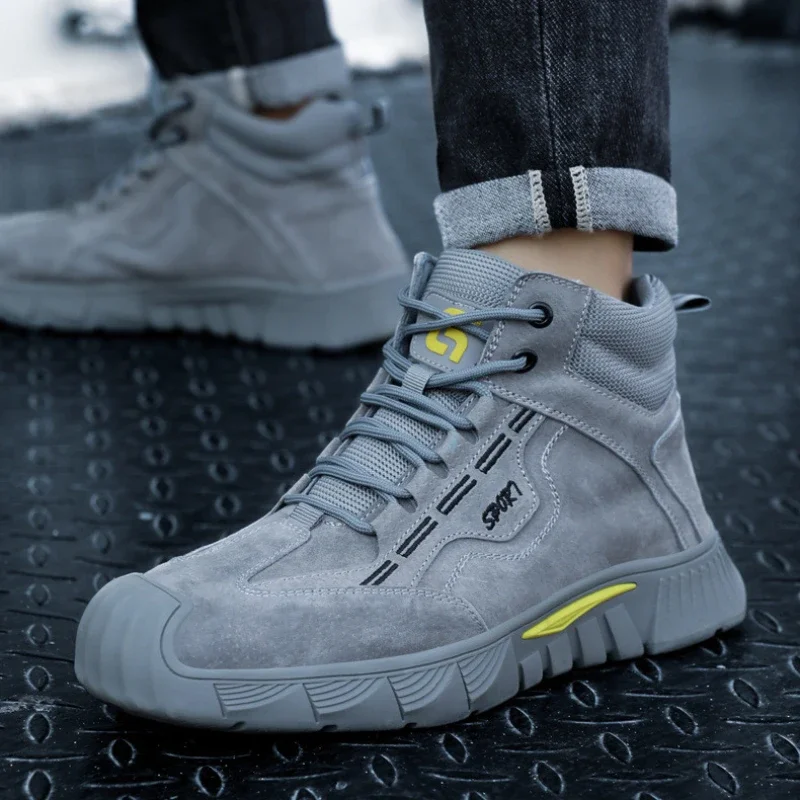 high top safety shoes mens waterproof comfortable work boots anti smash ...
