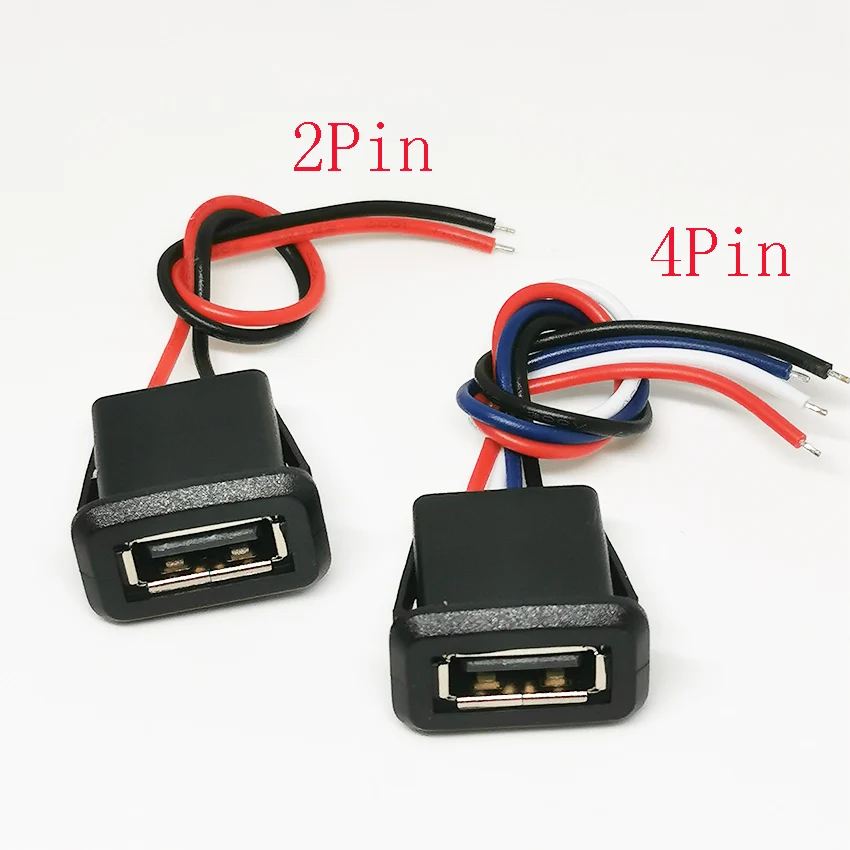 1pc USB 2.0 Female Power Jack USB2.0 2Pin 4Pin Charging Port Connector With PH2.0 Cable Electric ...