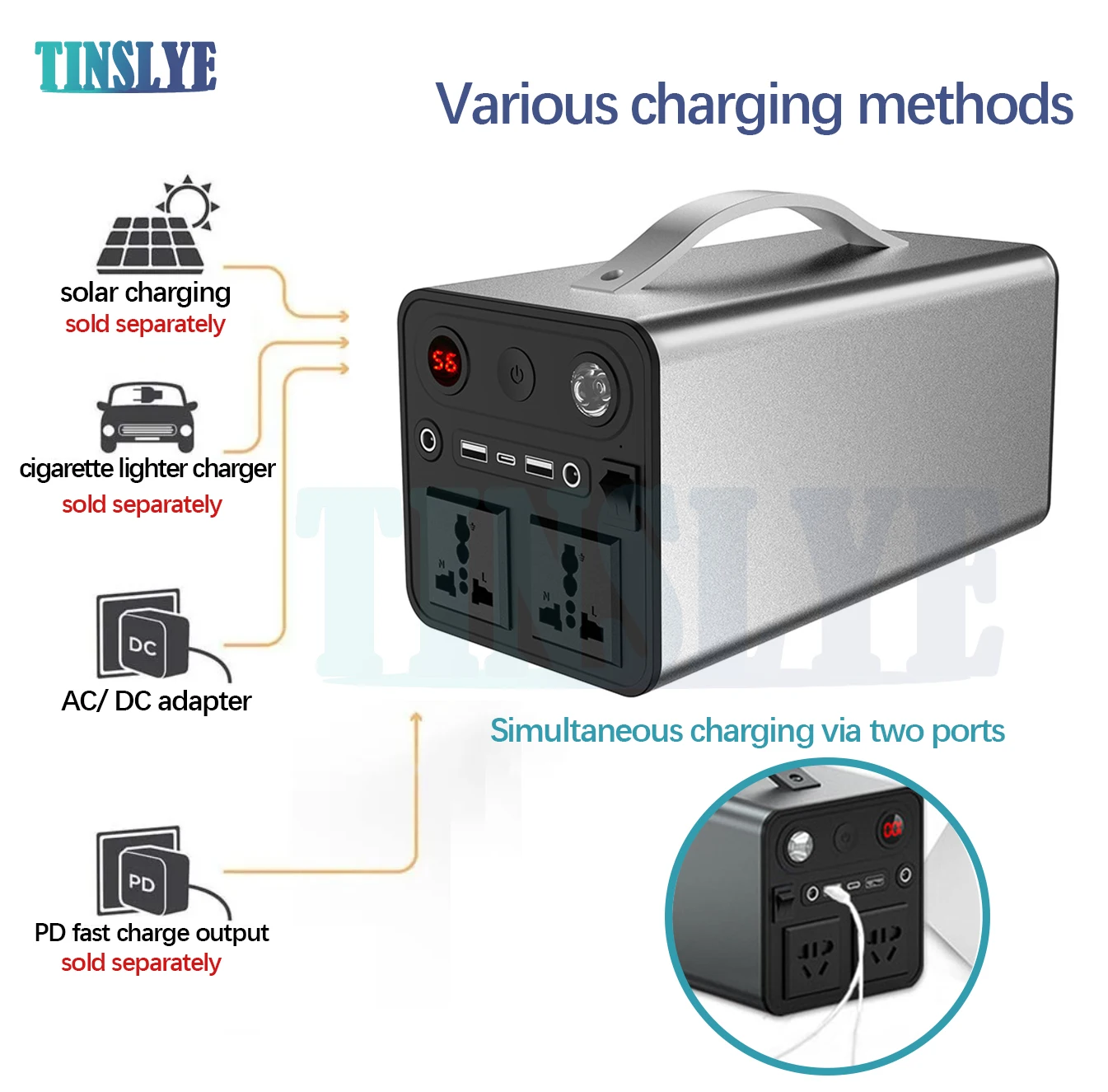 300W Power Station 90000mAh Portable Solar Generator with 110V 220V ...