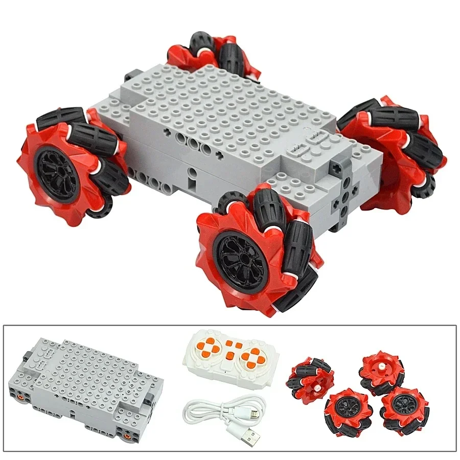 NEW-EV3-Technical-RC-Motor-Car-Electric-Bricks-With-Mecanum-Wheels-Universal-Omnidirectional ...