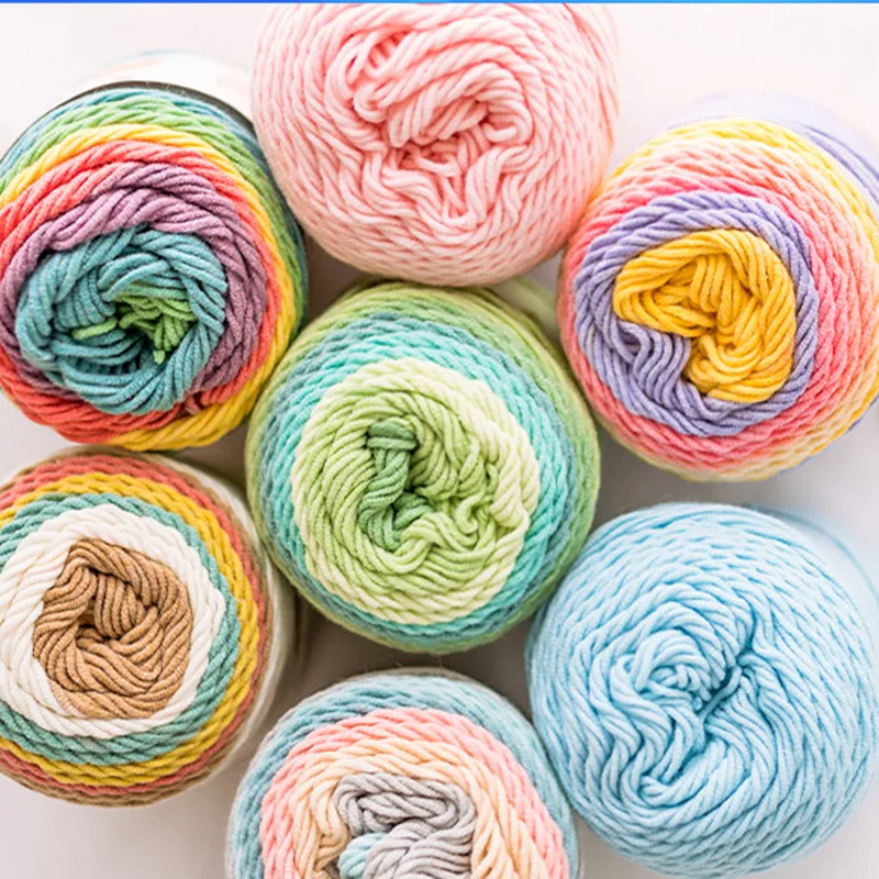 (1pc)5-strand Milk Cotton Segment Dyed Rainbow Cotton Hand Woven Wool ...